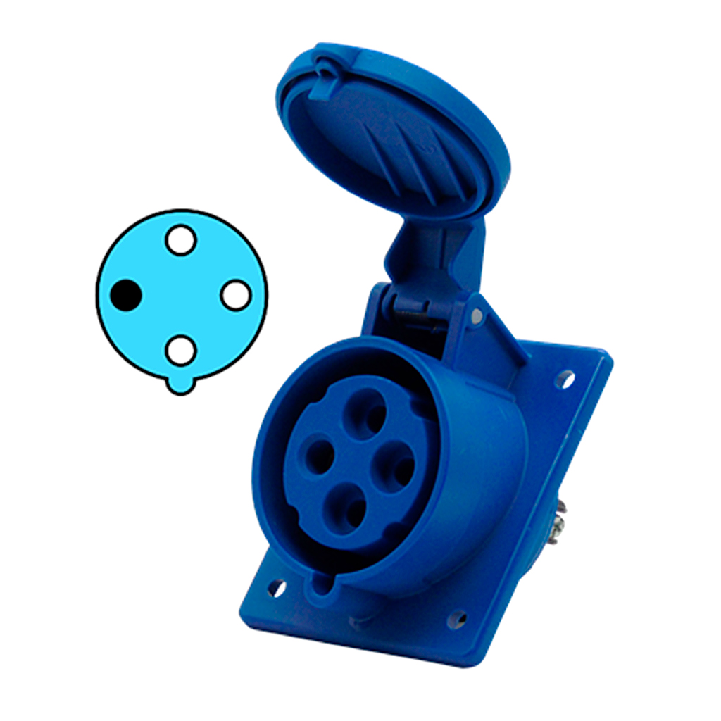F42S220 — RECEPTACULO ANGULO A 20° 32AMP 220-250V3P+T PROTECCION IP44 ...